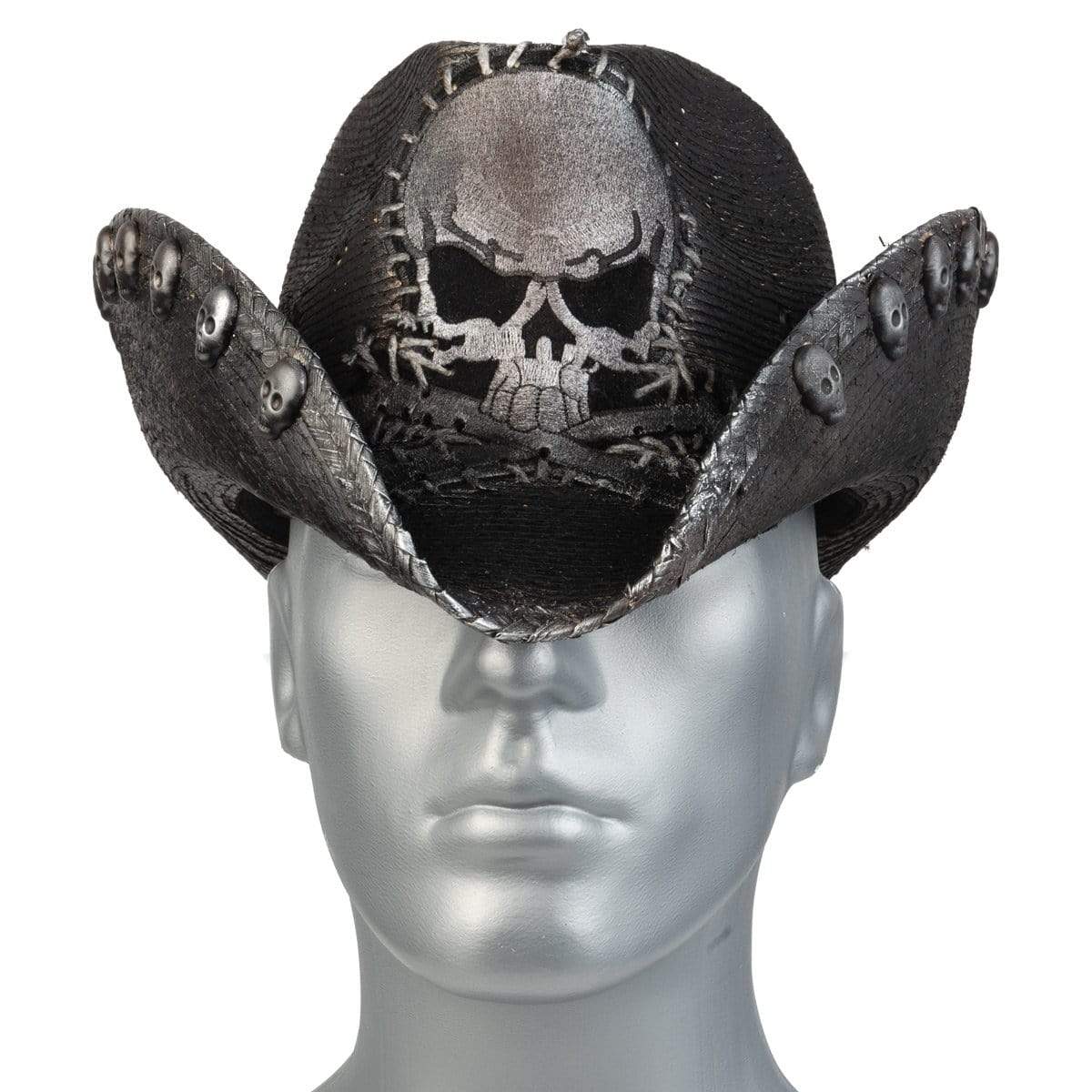 Wornstar Custom Rocker Cowboy Hat - Handstitched Skull