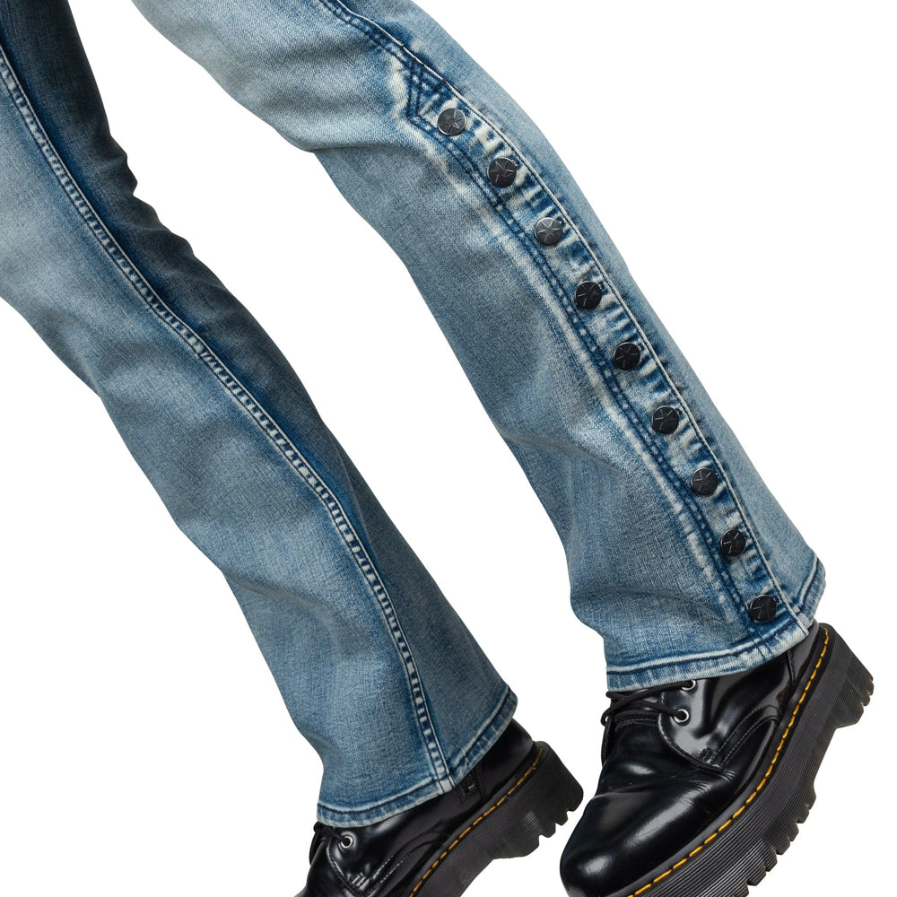 Wornstar Clothing Hellraiser Side Button Mens Jeans - Classic Blue